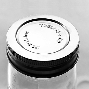 Trellis + Co. 316 Stainless Steel Wide Mouth Mason Jar Lids - 12 Pack - for Storage, Dry Goods, Pickling, Gifts - Durable & Rustproof - Mason Jar Tops