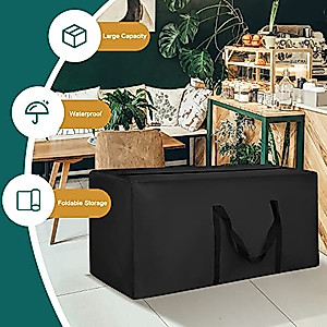2 Pack Rectangular Outdoor Cushion Storage Bag 68" L x 30" W x 20" H Extra Large Patio Furniture Cushion Storage Bag Waterproof Garden Cushion Storage Covers with Zipper and Handles Black