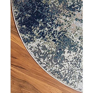 Rugs.com Gossamer Collection Rug – 5 Ft Round Navy Blue Medium Rug Perfect for Kitchens, Dining Rooms