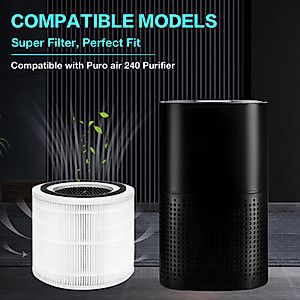 2 Pack 240 Replacement Filter Compatible with Puro air 240 Purifier, 3-in-1 Pre, HP-14 True HEPA, Activated Carbon Filtration System