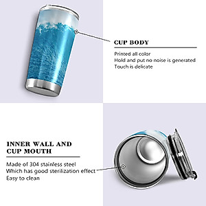 Yasala Tumbler Summer Blue Ocean Wave Insulated Office Coffee Cup Back to School Beverage Container Travel Mug with Straw and Lid Double Wall Stainless Steel 20oz