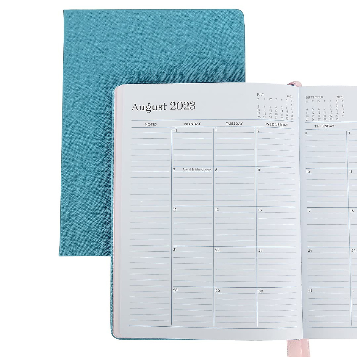 momAgenda Desktop 23/2024 Day Planner | Runs through December 2024 | Family Planner. Manage Multiple Schedules. Week-at-a-View layout. (Rasberry)