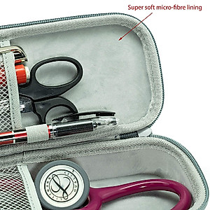 ButterFox Hard Stethoscope Case fits 3M Littmann Classic III, Lightweight II S.E, Cardiology IV Diagnostic, MDF Acoustica Deluxe Stethoscopes - 12 Colors (Black Hearts)