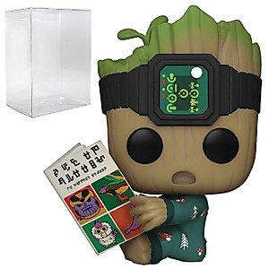 POP Marvel: I Am Groot - Groot in Onesie with Book Funko Vinyl Figure (Bundled with Compatible Box Protector Case), Multicolored, 3.75 inches