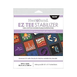 Heatnbond EZ TEE Cotton Woven Iron-on Fusible T-Shirt Quilt Interfacing Stabilizer 14 in x 25 ft, Black