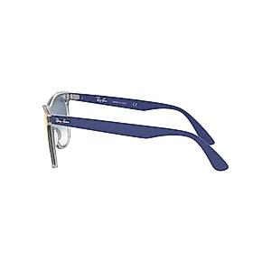 Ray-Ban Rb4440n Blaze Wayfarer Square Sunglasses, Matte Transparent/Clear Gradient Blue Mirrored Red, 41 mm
