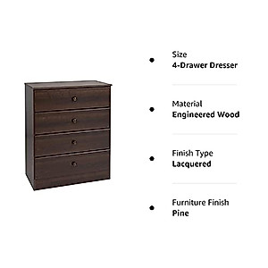 Prepac Astrid 4-Drawer Dresser, Espresso