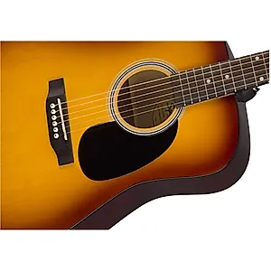 Fender Squier Dreadnought Acoustic Guitar - Sunburst Bundle with Gig Bag, Tuner, Strap, Strings, Winder, Picks, Lessons, and Austin Bazaar Instructional DVD
