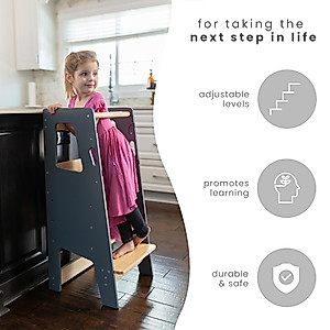 Gosling creative Toddler Standing Tower | Safe Montessori Step Stool for Toddlers, Perfect Tower for Learning New Skills | Ideal Helper for Little Kids in The Kitchen | White