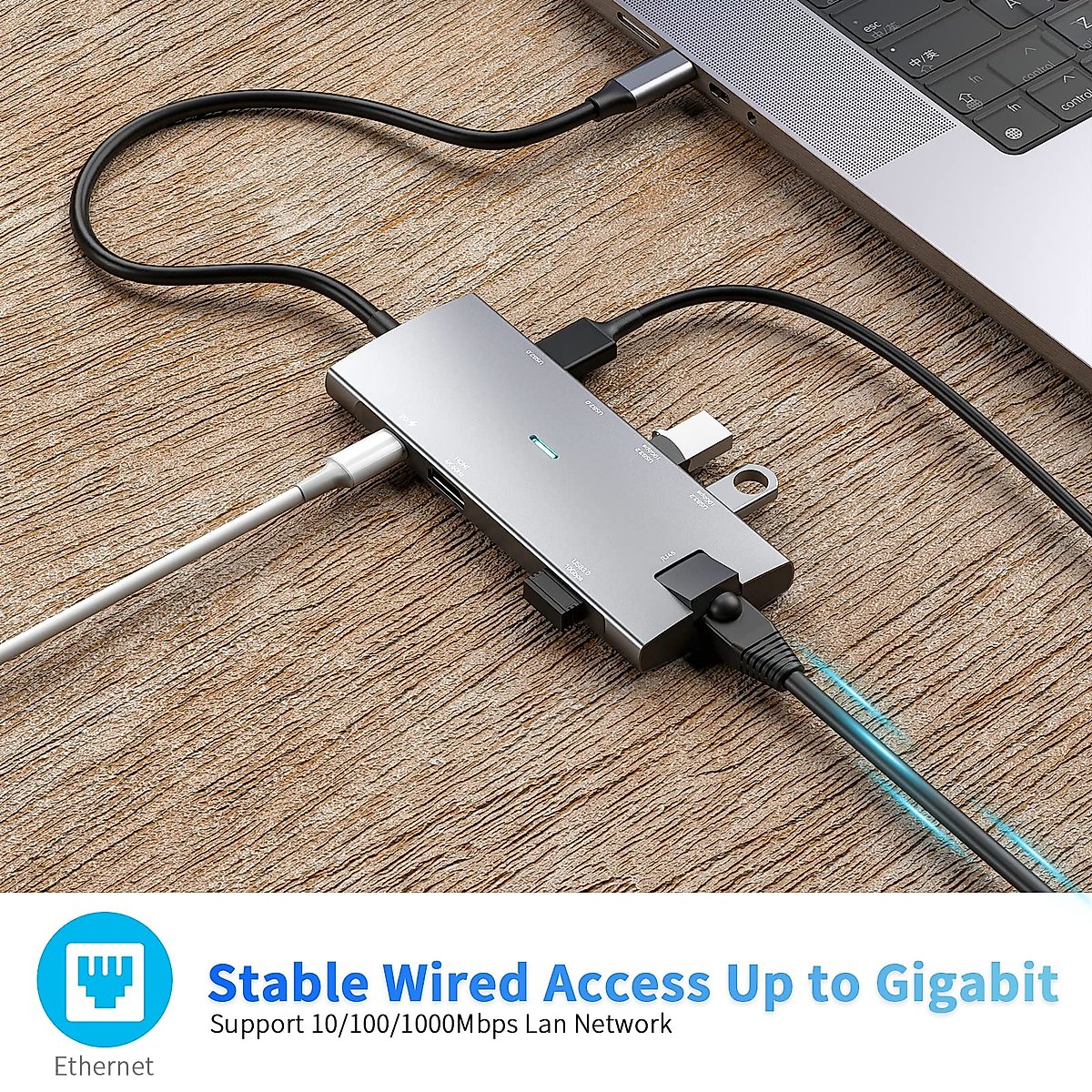 USB C Docking Station 10Gbps,USB 3.2 Gen 2 10Gbps Data Port,8 in 1 USB C Hub w/ 4K@60Hz HDMI,Gigabit Ethernet,PD 100W,USB-C 3.2 10Gbps Data,Dock for MacBook Pro/Air iPad Pro M2 M1,Surface Pro,XPS
