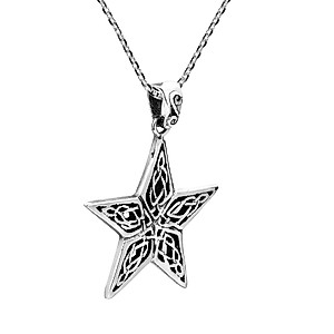 AeraVida Intricate Celtic Knot Star .925 Sterling Silver Pendant Necklace | Delicate Sterling Silver Necklace for Women | Vintage Long Necklaces for Women | Necklace Women Jewelry | Mother’s Day