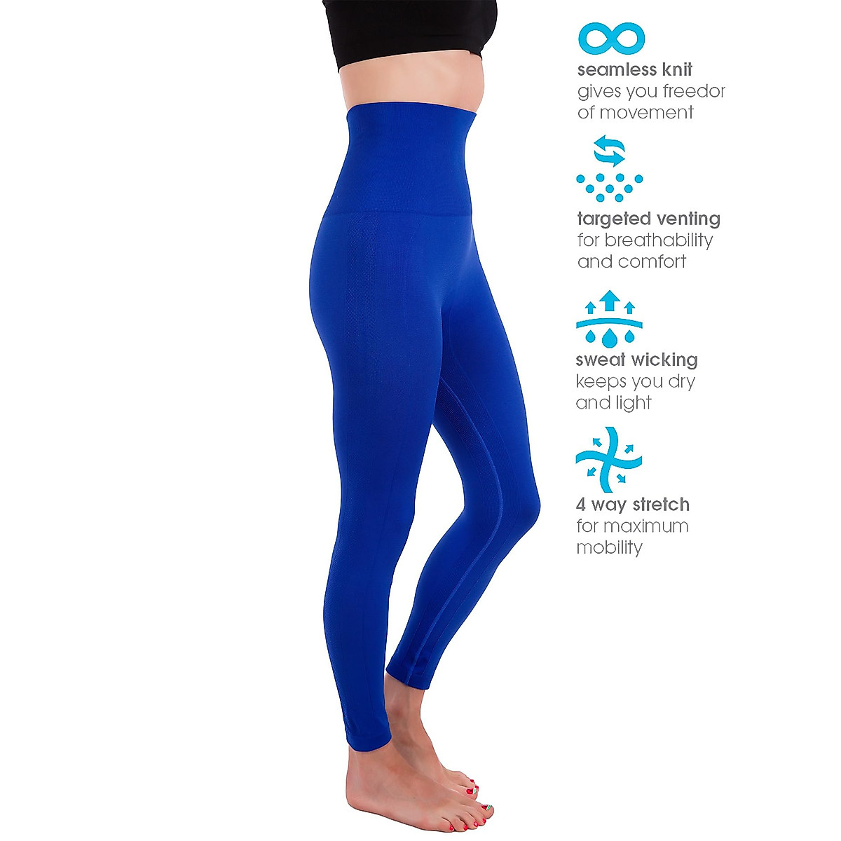 Homma High Waist Compression Leggings for Women Tummy Control Postpartum Leggings Seamless Yoga Workout Pants Royal S