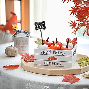 Thanksgiving Decor, Fall Tiered Tray Decor, Fall Pumpkin Mini Wood Crate Decorations Set, Farmhouse Table Centerpiece Decor Kit for Fall Decor