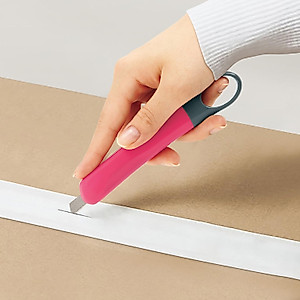 PLUS Orante Utility Knife Set, Vibrant Colored Handles with Stainless Steel Blades (3-Pack, Pink)