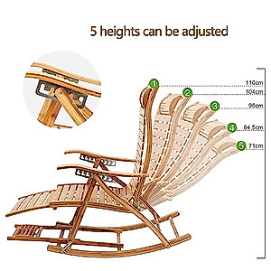 Large Rocking Chair Elderly Gifts Stable Ergonomic Garden Deck Chairs for Elderly,Foldable Recliner Load-Bearing 220KG Comfort Bamboo Loungers Deck Chair Patio Pool Garden Chair