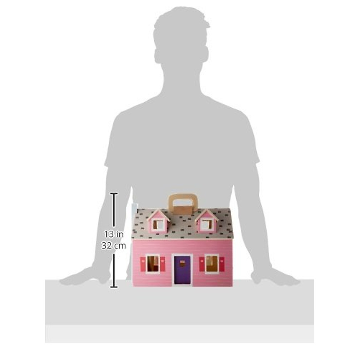 Melissa & Doug Fold and Go Wooden Dollhouse With 2 Dolls and Wooden Furniture,Multi,One Size