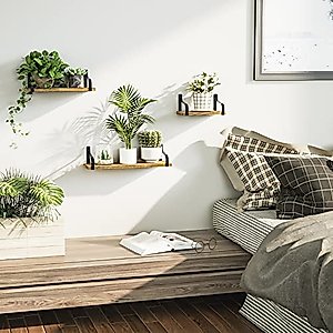 Love-KANKEI Wall Storage Corner Shelf and Rustic Floating Shelves Bundle （Contains 2 Items）