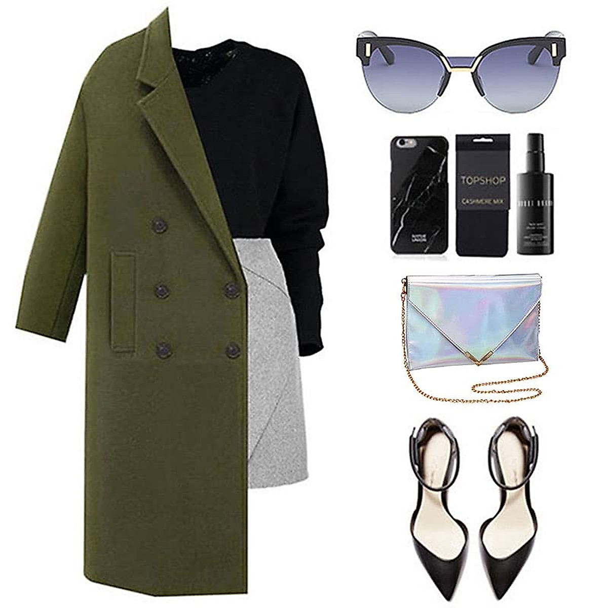 Monique Women Colorful Holographic Evening Clutch Envelope Handbag Small Chain Cross-body Bag Shoulder Bag 167 Silver