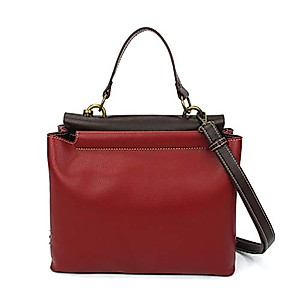 CHALA Charming Satchel with Adjustable Strap - Paw Print - Burgundy