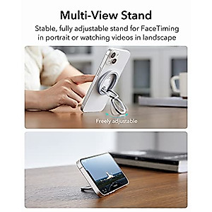 ESR Magnetic Phone Ring Holder (HaloLock), Compatible with MagSafe Phone Grip, MagSafe Ring Holder, Magnetic Phone Grip with Adjustable Stand, MagSafe Accessories for iPhone 14/13/12 Series, Silver