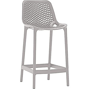 Meridian Furniture 330Grey Mykonos Collection Modern | Contemporary Outdoor Patio Stool with Grey Polypropylene Plastic, Weather Resisting, 17.5" W x 21" D x 38" H, Grey, Set of 4
