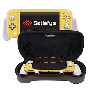 Satisfye - ZenGrip Go Slim Bundle (Lite), Accessories Compatible with Nintendo Switch Lite - Bundle includes: Grip Lite, Slim Case. BONUS: 2 Thumbsticks (Gray)