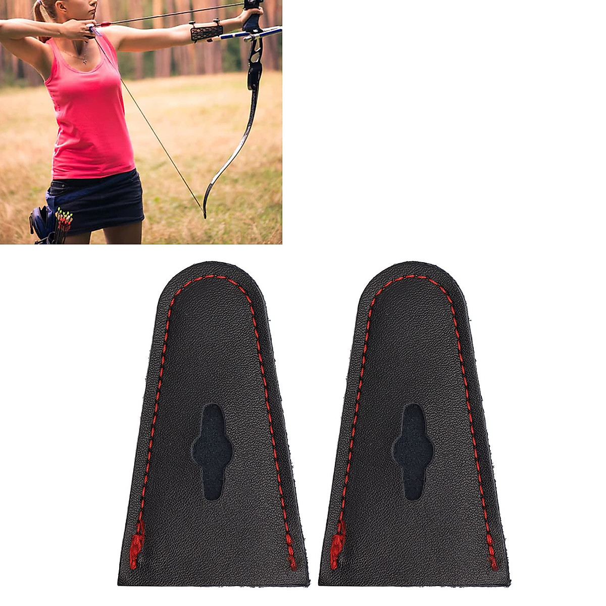 VBESTLIFE Archery Bow Limb Tip Protector, 1 Pair Bow Tip Protector Leather Bow Tip Guard for Outdoor Hunting Recurve Bow (Black)