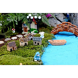 Veemoon 4 pcs Fairy Garden Mini House Miniature Fairy Garden DIY Artificial Gardening Micro Landscape Accessories for Succulent Planting Terrarium Bonsai Random Style