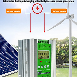 Battery Off Grid Controller, Wind Turbine Solar Hybrid, MPPT Charge Boost Controller, 400W Solar Wind Hybrid Charge Regulator 12V/24V Auto Identification System Voltage, Wind Turbine Generator ve