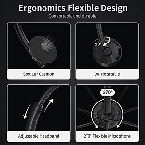 NUBWO HW03 Headset with Microphone for PC，3.5mm Jack，Volume Control，Wired Computer Headset for Zoom Skype,for Office,Business, Call Center