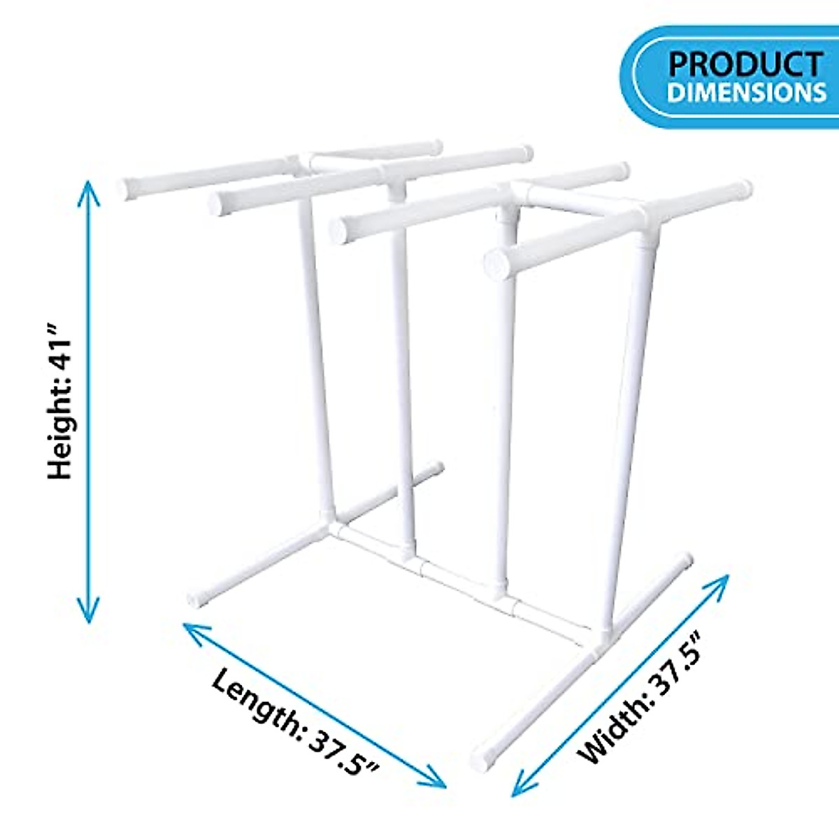 Towel Rack - Poolside Storage Organizer for Drying Wet Towels, Floats, Noodles, Paddles, 37.5" W x 37.5" L x 41" H, (White)