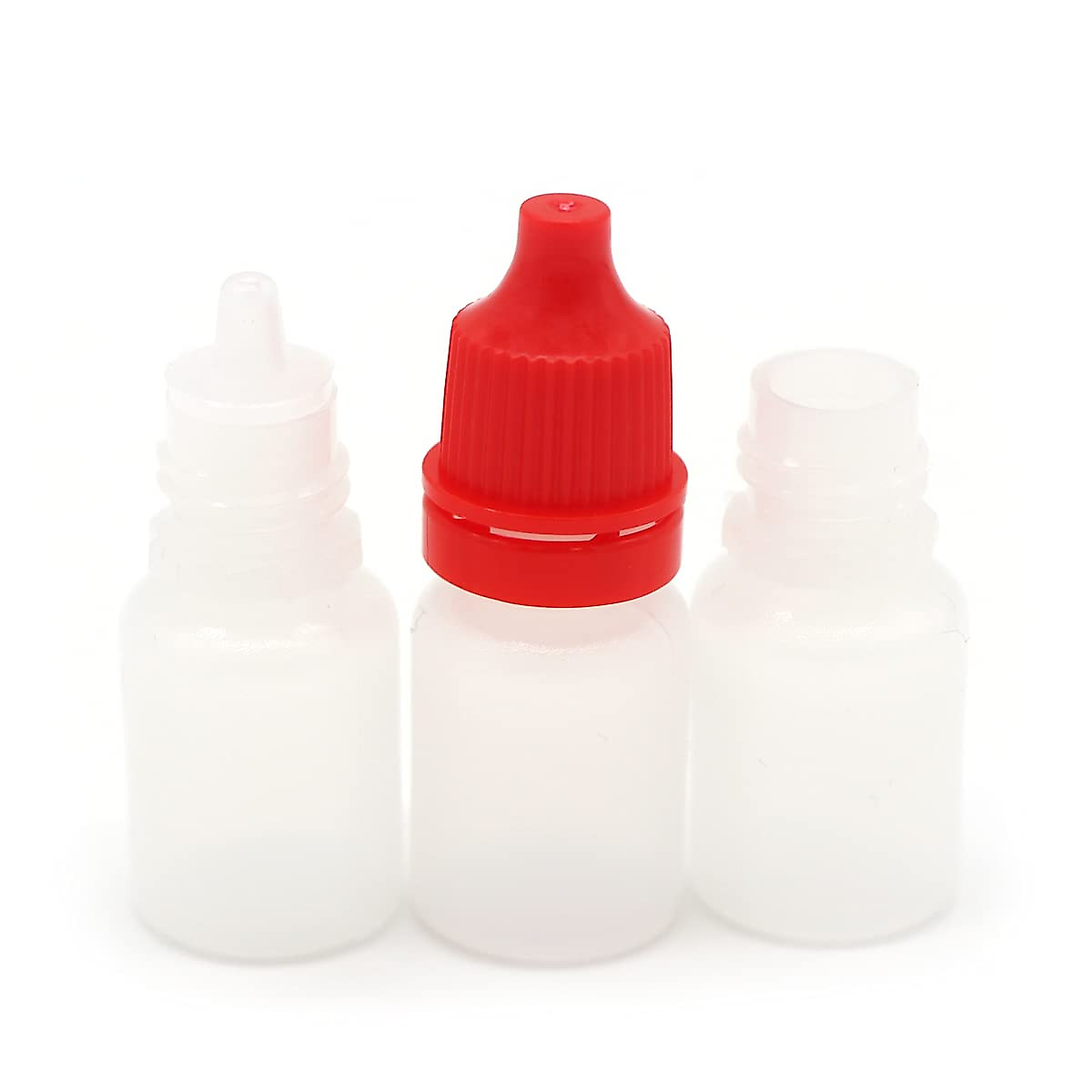 Ewanda store 50pcs Empty Eye Dropper Bottles 5ml Plastic Squeezable Dropper Bottles Eye Liquid Dropper Dropping Bottles(Red Cap)