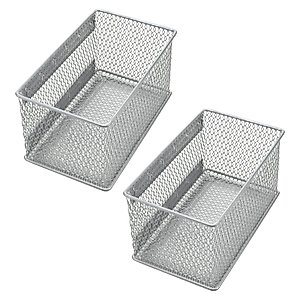 YBM HOME Magnetic Basket Storage Organizer with 16 Strong Magnets for Metal Desk, Fridge, Whiteboard, and Wall Locker Accessories, Medium (2-Pack)