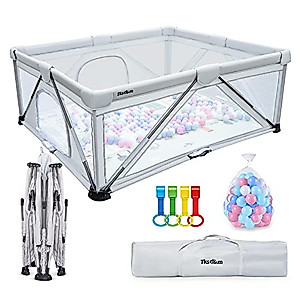 Baby Playpen Foldable, Tksd&m Large Play Yard,Playpen for Babies and Toddlers, Play Pens for Babies and Toddlers with Gate, Indoor & Outdoor Portable Play Pen, (59"×71")