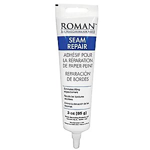 Roman Products 207802LW 6454 Seam Repair Adhesive, Sealer for Wallpaper Tears, and Loose and Overlapping Edges, 3-oz Tube, 3 Oz, White, 3 Ounce