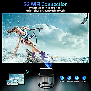 ABoolon Outdoor Projector Projector with WiFi and Bluetooth,Projector 4K Support 500" Display,4P/4D Keystone Correction,50%Zoom,PPT, Compatible TV Stick,iOS,Android,Win