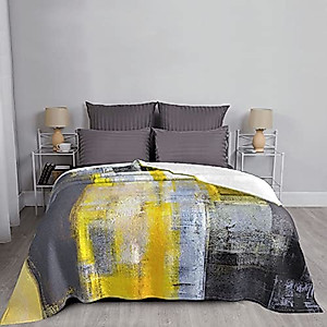 Yellow Abstract Soft Flannel Fleece Blanket Breathable Throw Blanket Halloween Chirstmas Days Rustic Cozy Blanket for Couch Sofa Bed Living Room Suitable for All Season 50x60 inch
