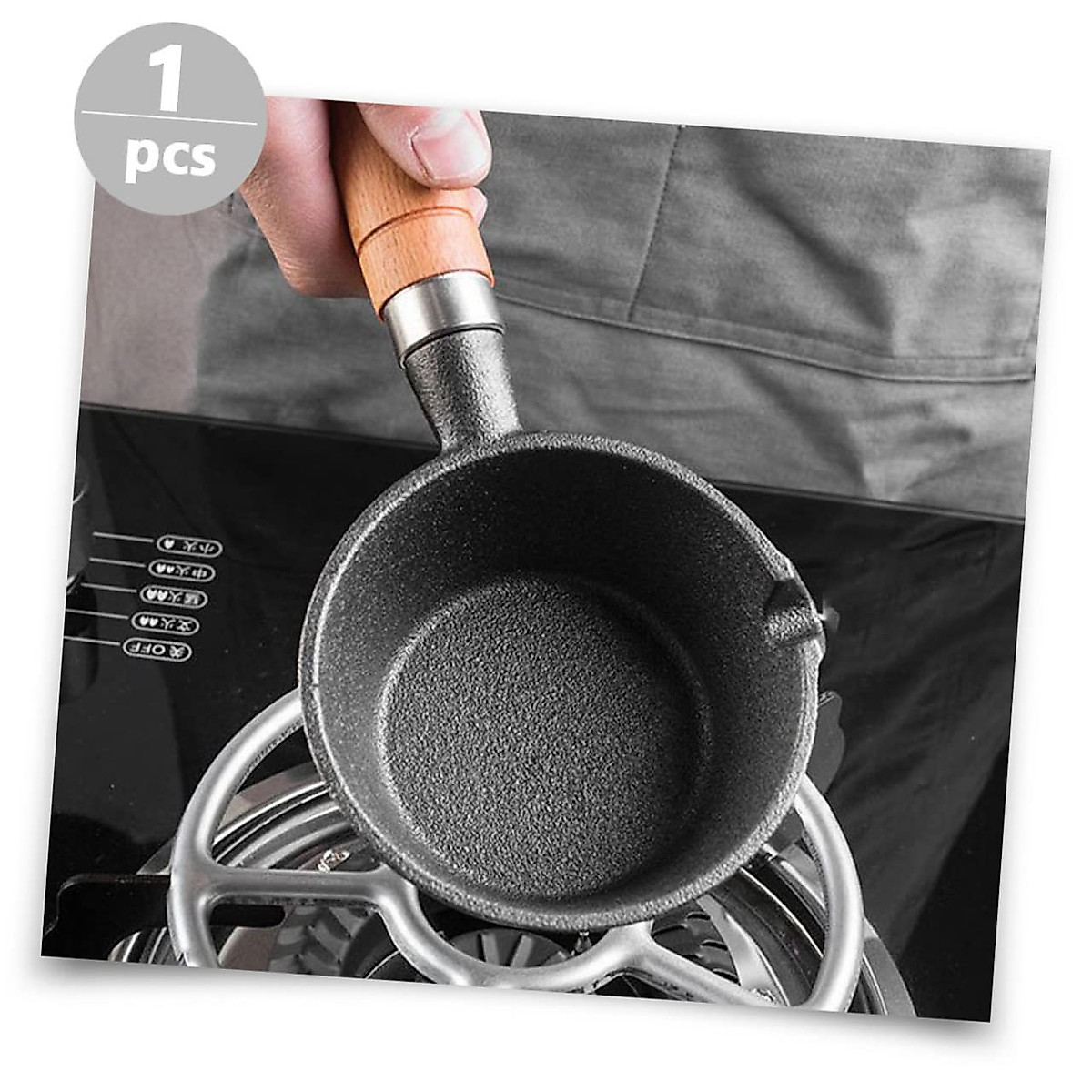SHOWERORO Mini Hot Oil Pan Butter Warmer Pot Baking Heating Holder Lead Melting Pot Milk Pan Pasta Pot Milk Saucepan Cast Iron Pot Omelette Pan Frying Pan Small Tools Baby Wooden With Cover