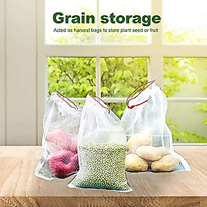 YGDZ Fruit Protection Bags, 25pcs 12"x8" Fruit Netting Bags Garden Garden Netting Bags Fruit Tree Bags Drawstring Nylon Mesh Netting Barrier Bag for Protecting Fruits and Vegetables