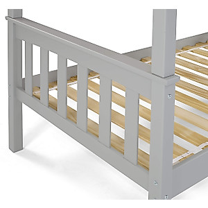 Bunk Bed Solid Wood Sturdy Twin Over Twin with Ladder and Safety Rail Grey - Kids' Twin Loft Bunk Bed with Headboard - by from The Tree Furniture