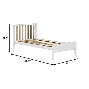 Max & Lily Twin Bed, Scandinavian Modern Bed for Kids, Solid Wood Twin Bed Frame with Headboard, No Box Spring Needed, White/Blonde