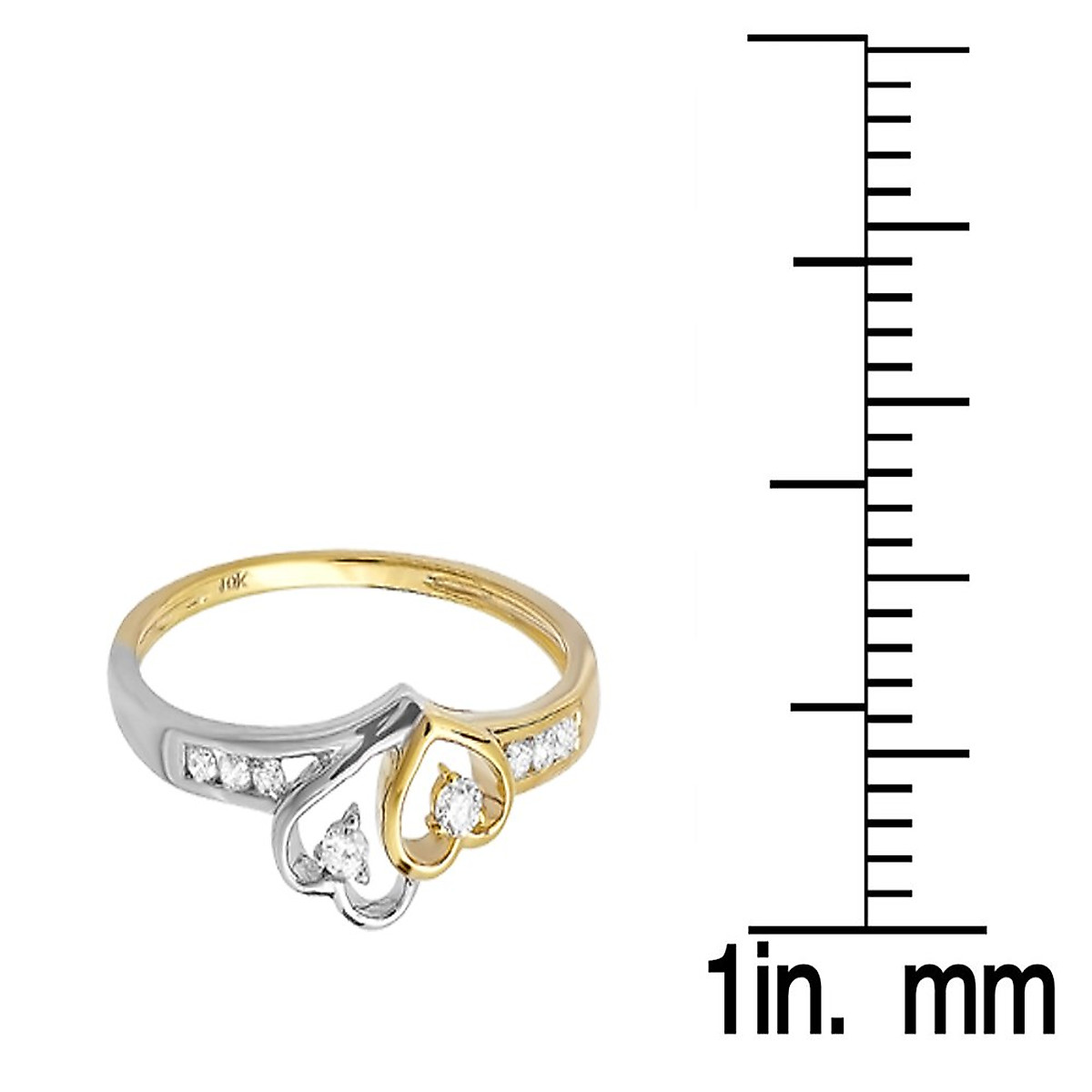Dazzlingrock Collection 0.10 Carat (ctw) 10K White & Round Diamond Promise Two Tone Ring 1/10 CT, Yellow Gold, Size 7