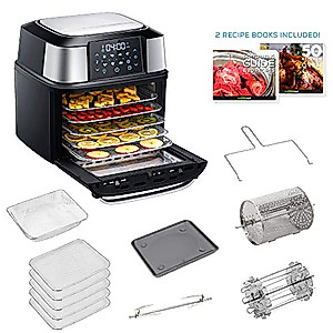 GoWISE USA 17-Quart Air Fryer & Food Dehydrator - 5 Drying Trays plus 6 Additional Accessories - Perfect for Drying Beef Jerky, Herbs, Fruit, Vegetables, Dog Treats