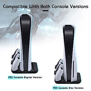 Wigearss Charging Cooling Stand for PS5 Charging Dock with 3 Speed Levels Cooling System for PS5 UHD and Digital Edition Consoles and Controllers - Black