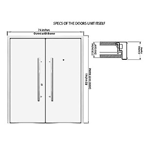 Front Exterior Prehung Metal Double Doors/Deux 1105 Gray Graphite Mirrored Glass/Entry Modern Painted Right Inswing Active Door 72" x 80"