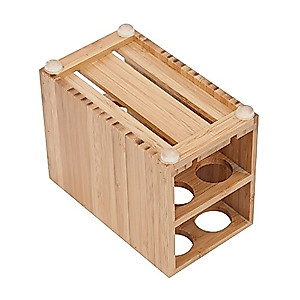 MobileVision Toothbrush and Toothpaste Holder Stand for Bathroom Vanity Storage, Bamboo, 5 Slots