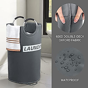 ZERO JET LAG 115L X-Large Laundry Basket Collapsible Fabric Laundry Hamper Laundry Bag with Handles Portable Washing Bin Dirty Clothes Basket for College Bathroom Essentials Storage (Gray & Silver)