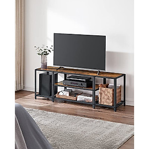 VASAGLE Modern TV Stand for TVs up to 65 Inches, 3-Tier Entertainment Center, Industrial TV Console Table with Open Storage Shelves, for Living Room, Bedroom, Rustic Brown and Black ULTV097B01