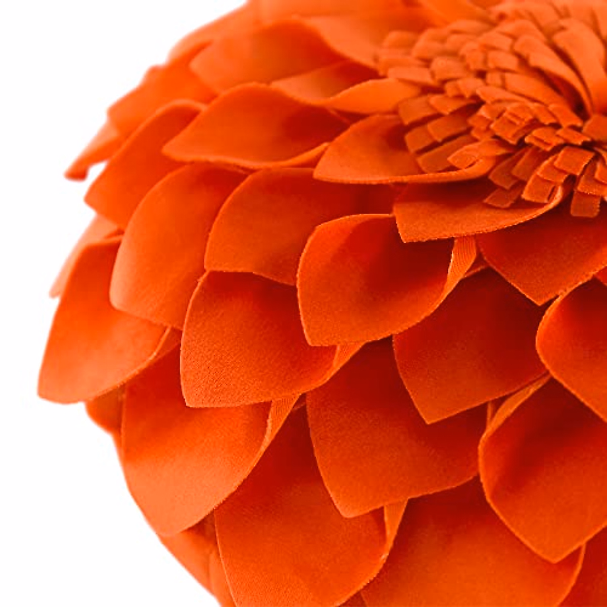 JWH Handmade 3D Flower Throw Pillow Covers Aesthetic Decorative Round Cushion Floral Accent Pillow Cases Velvet Pillowcase Living Room Bed Couch Bedroom 14 Inch Orange