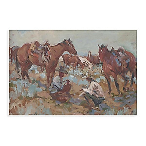 Rustic Cowboy Oil Painting Vintage Western Wall Art Southwest Room Decor Antique Countryside Art Unframe-b-2 12x18inch(30x45cm)